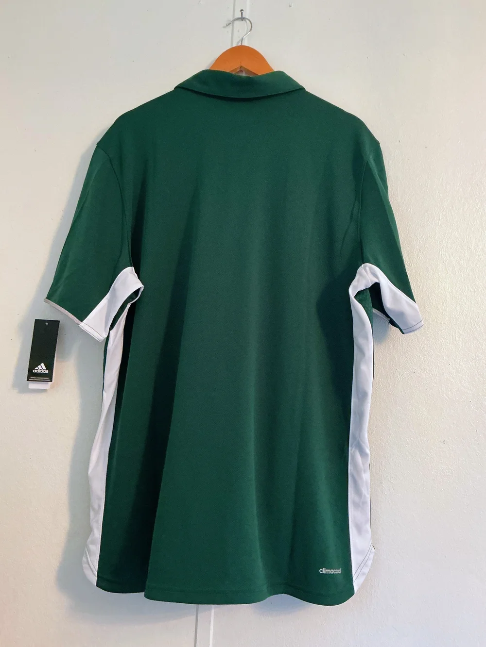 adidas | Shirts | Adidas Mens Dark Green Polo With White Trim And ...
